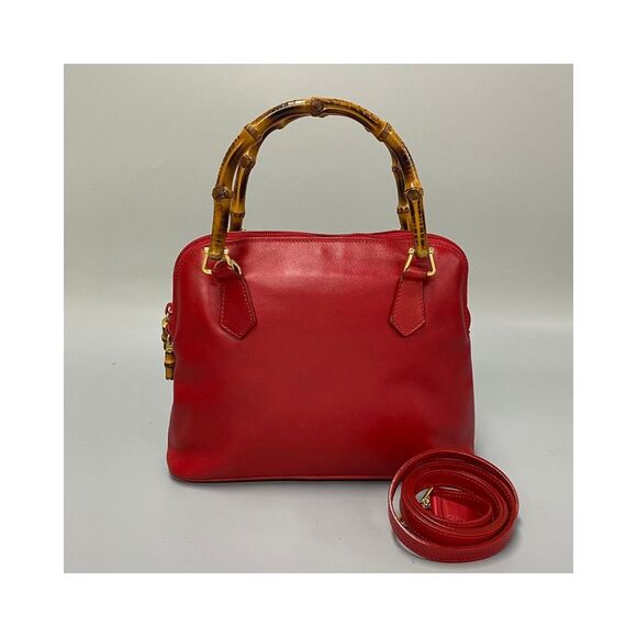 Gucci | Bags | Pre Loved Gucci Red Bamboo Top Handle Bag In Excellent ...
